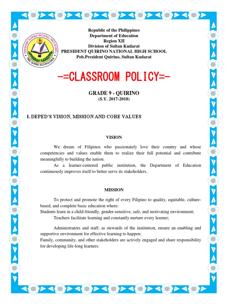 Sample Classrooom Policies | PDF | Homework | Teachers