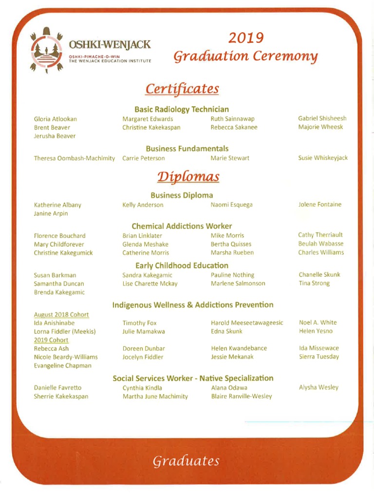 Oshki Wenjack 2019 Graduation | PDF