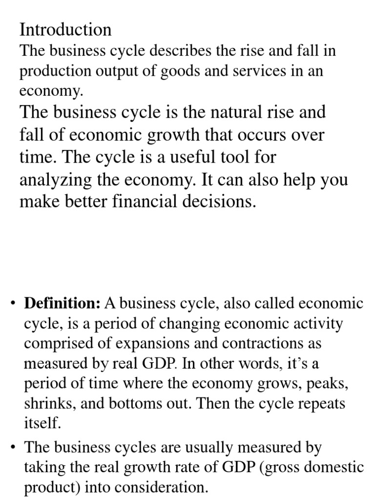 The Business Cycle Describes The Rise and Fall in Production Output of ...