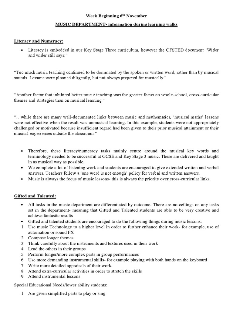 Learning Walk Info 2017 Pdf Gifted Education Teachers