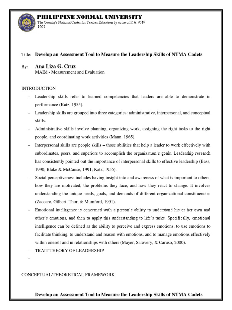 Leadership Skills Assessment for NTMA Cadets | PDF | Career & Growth