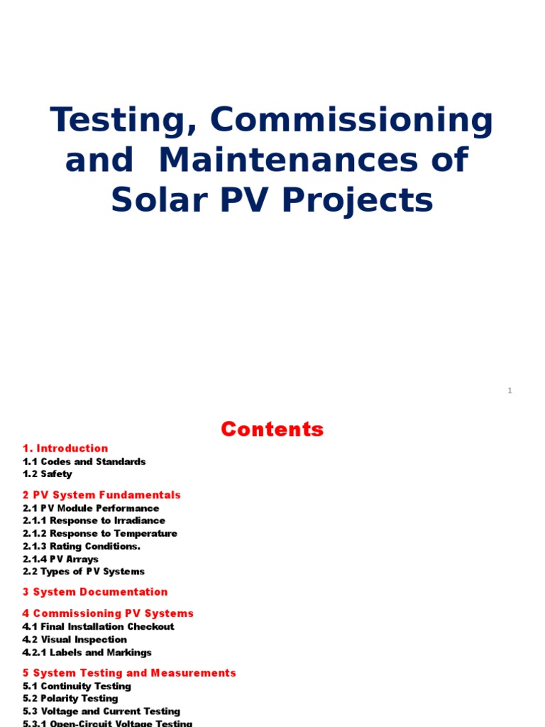 Testing Commissioning - Solar PV Projects | PDF | Photovoltaic System ...