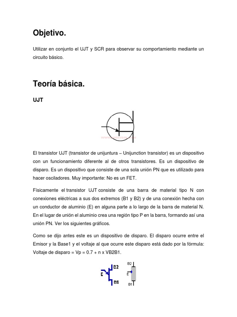 Reporte Práctica 2 - UJT - SCR - Electrónica de Potencia | PDF | Transistor | Electricidad