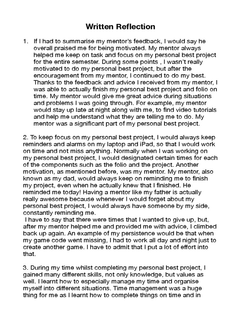 Written Reflection | PDF | Mentorship | Reason