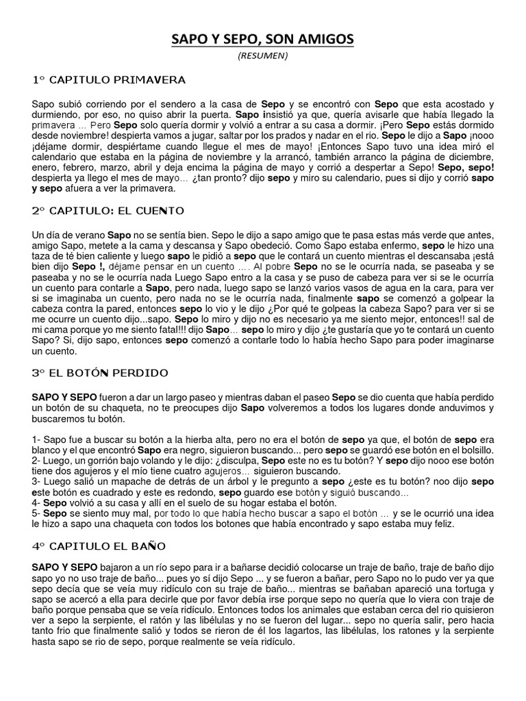 Sapo y Sepo: Amigos Inseparables | PDF | Traje (ropa) | Ocio
