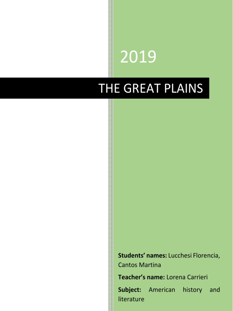 The Great Plains: Students' Names: Lucchesi Florencia | PDF ...
