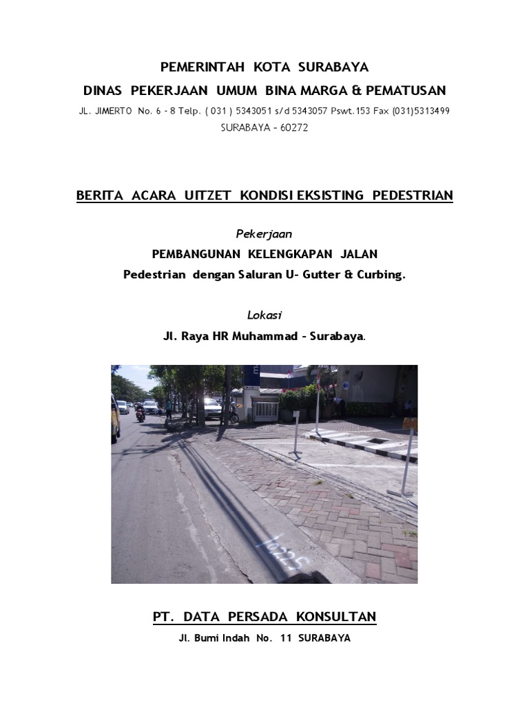 Laporan Uitzet Pembangunan Jalan Surabaya | PDF