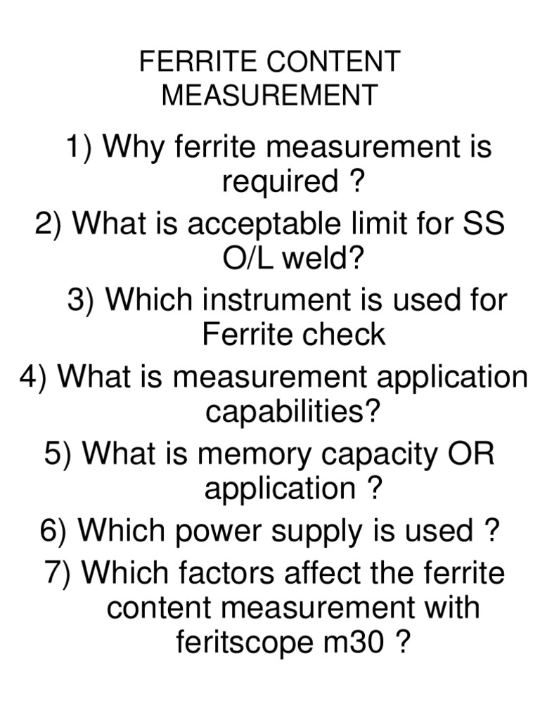 Ferrite Content Measurement | PDF | Calibration | Measurement
