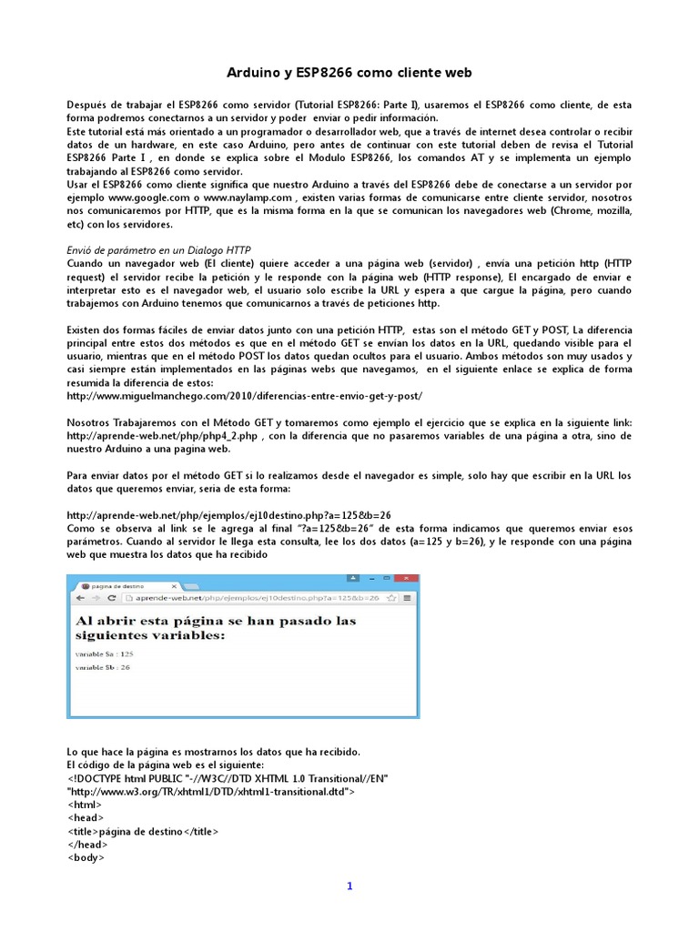 Arduino Y Esp8266 Como Cliente Web Pdf Servidor Web Internet Y Web