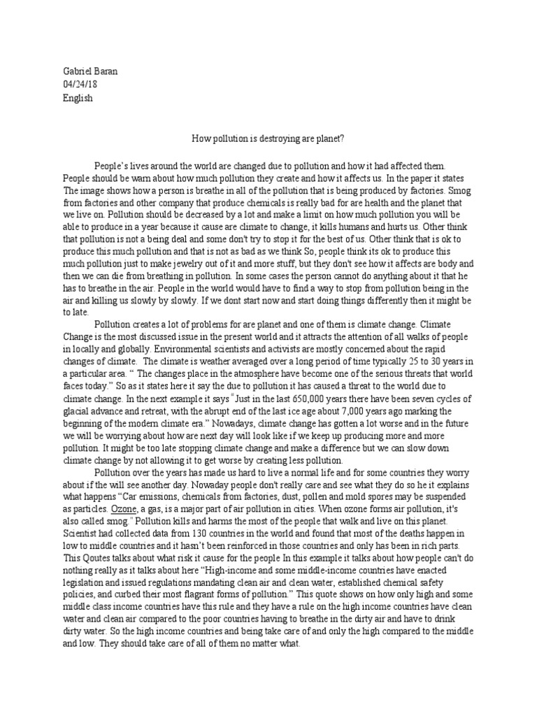 Argumentative Essay | PDF | Air Pollution | Smog