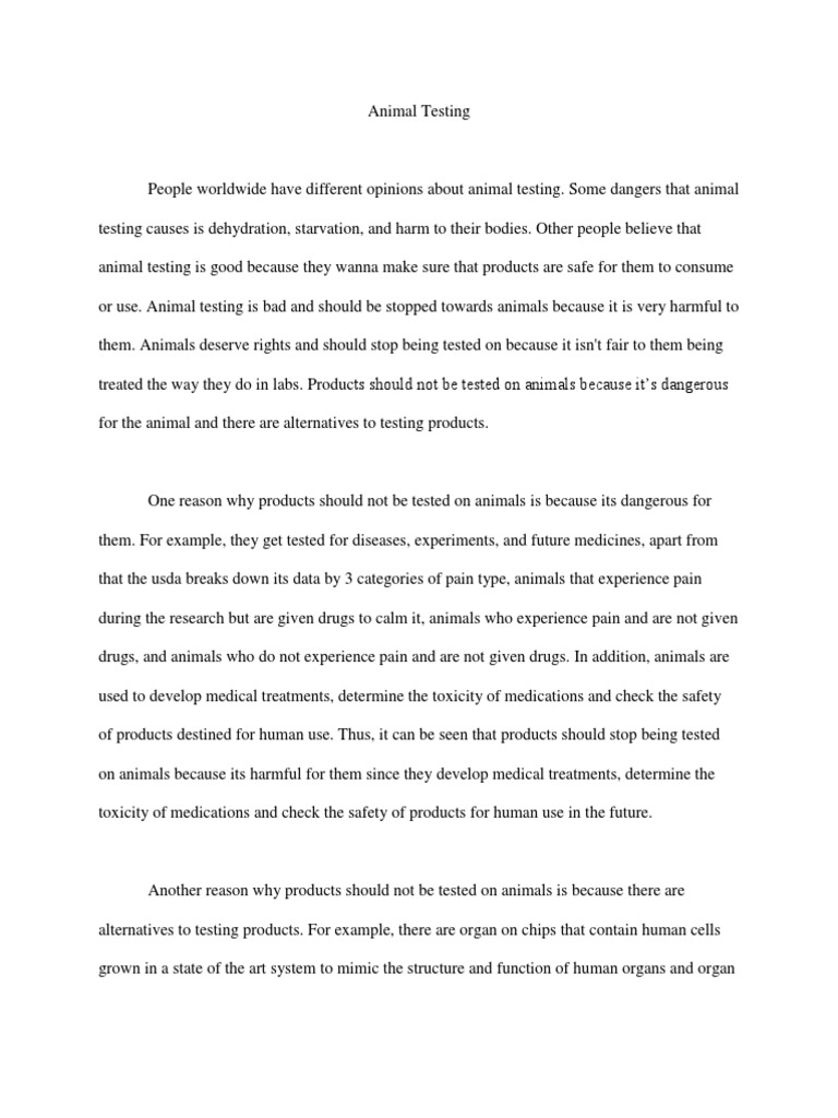 Argumentative Essay Final Draft | PDF | Animal Testing | Experiment