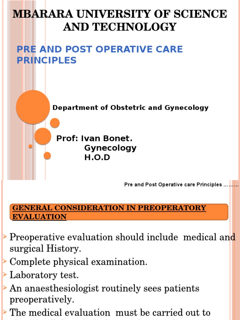 Pre and Post Operative Care Principles | PDF | Surgery | Cardiovascular ...