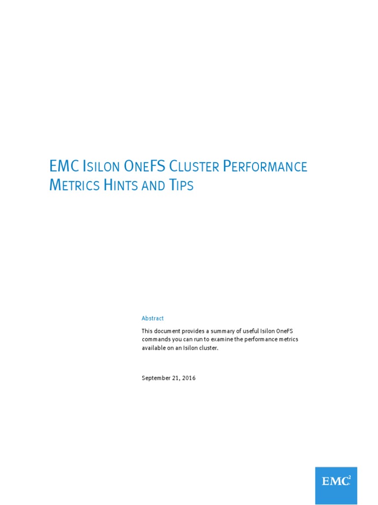OneFS Cluster Performance Metrics, Tips, and Tricks PDF | PDF ...