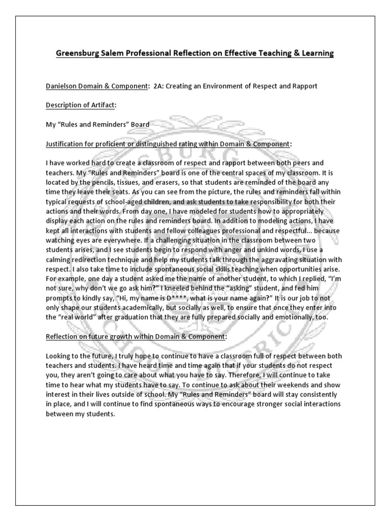 Danielson 2a | PDF | Behaviorism | Classroom