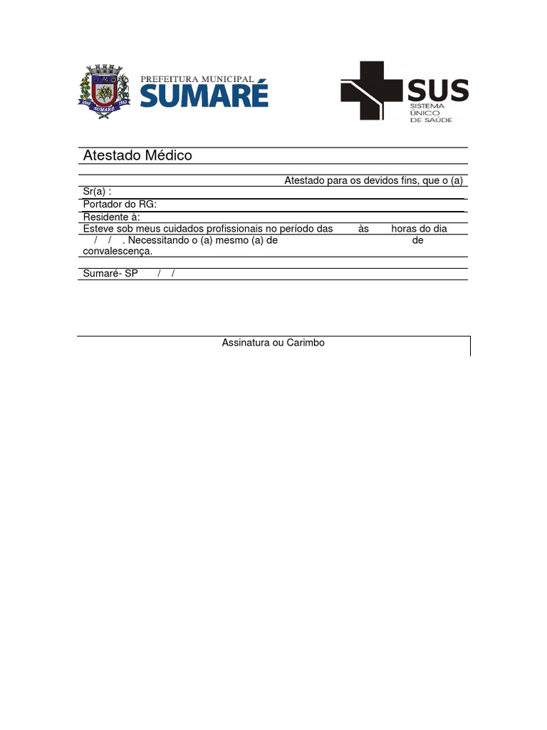 Modelo de Atestado Médico SUS PDF | PDF
