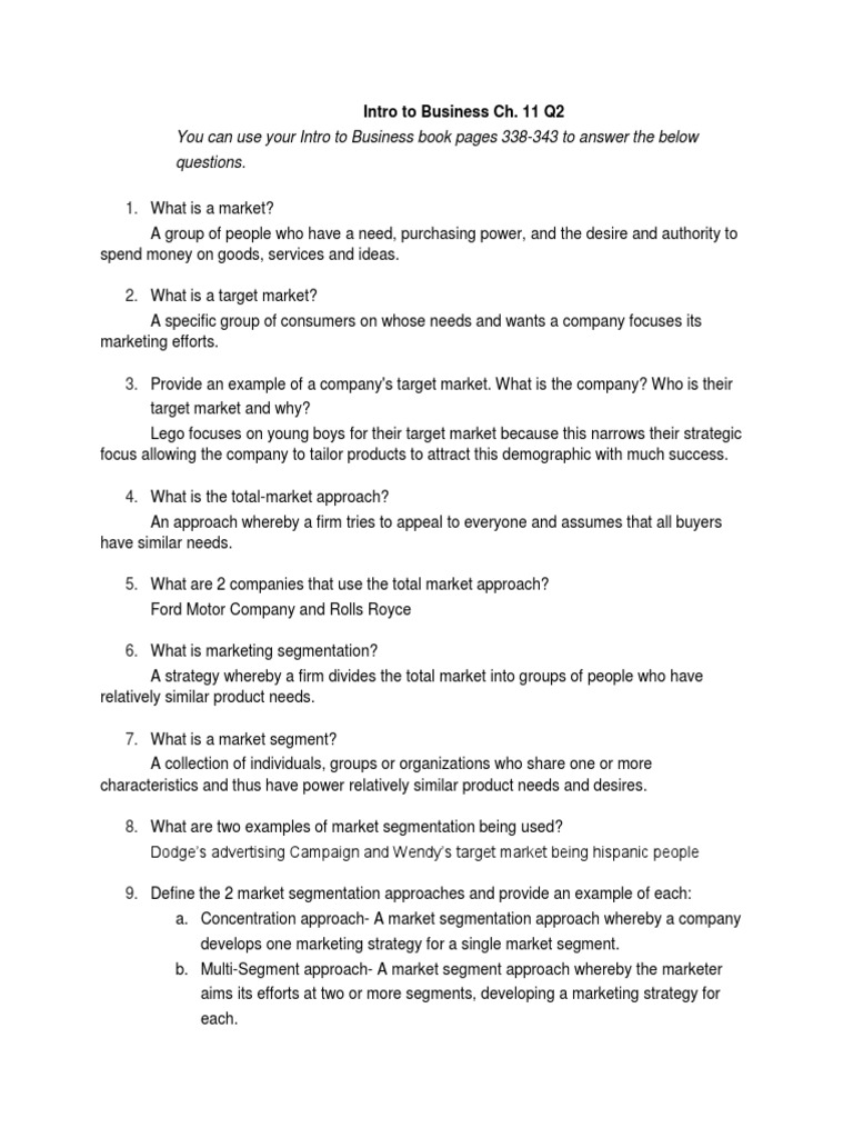 Intro To Business CH | PDF | Market Segmentation | Marketing
