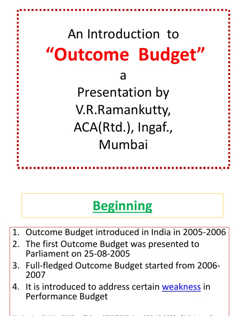 Outcome Budget | PDF | Capacity Building | Budget