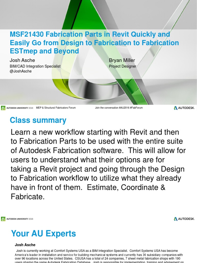 Presentation - 21430 - MSF21430 Fabrication Parts in Revit Quickly and ...
