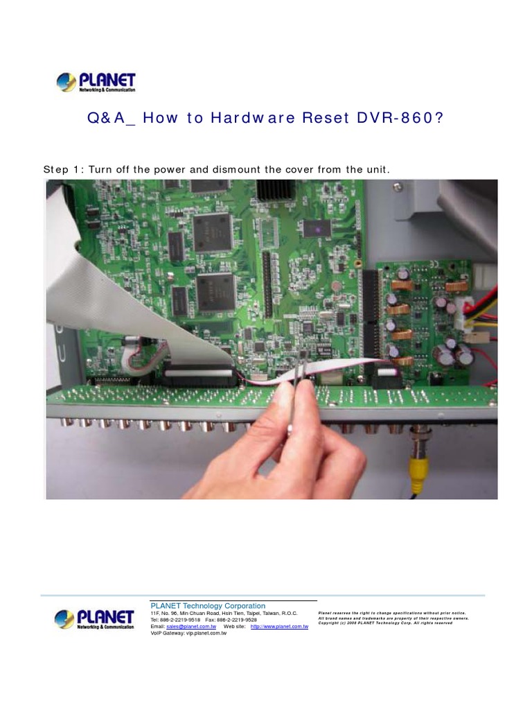 Q&A - How To Hardware Reset DVR-860?: Step 1: Turn Off The Power and ...