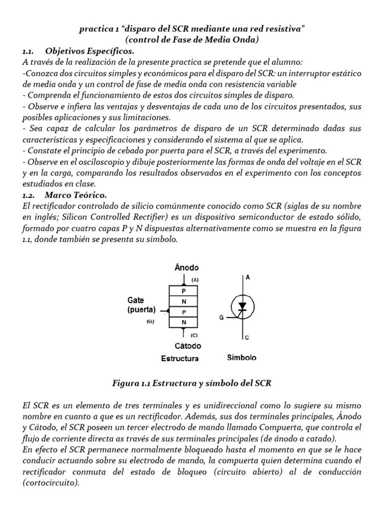 Practica Con El SCR | PDF | Corriente eléctrica | Resistencia Eléctrica ...