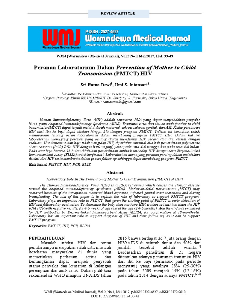 Peranan Laboratorium Dalam Prevention of Mother To Child: Transmission ...