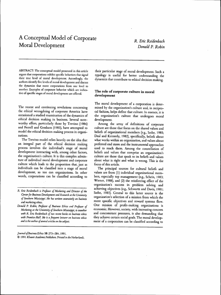 Conceptual Model of Corporate Moral Dev | PDF | Value (Ethics ...