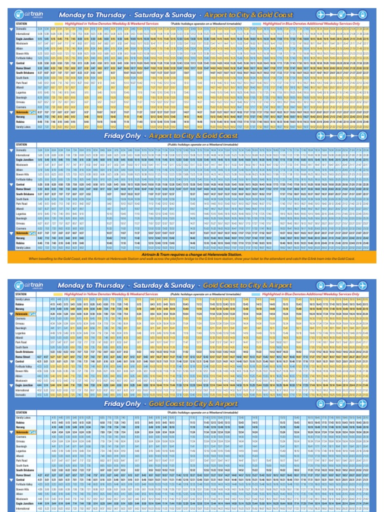 Air Train Timetable | PDF | Workweek And Weekend | Passenger Rail Transport