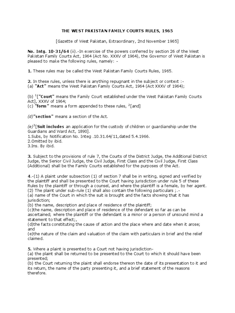 Family Courts Rules | Download Free PDF | Judgment (Law) | Decree