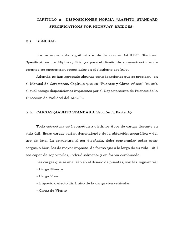 Disposiciones Norma "Aashto Standard Specifications For Highway Bridges ...