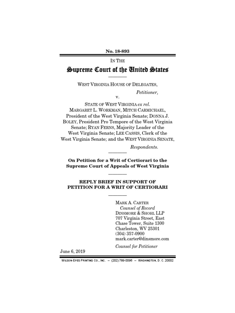 House of Delegates Reply Brief in Support of Petition For Writ of ...