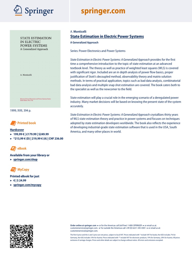 State Estimation In Electric Power Systems Pdf Estimation Theory