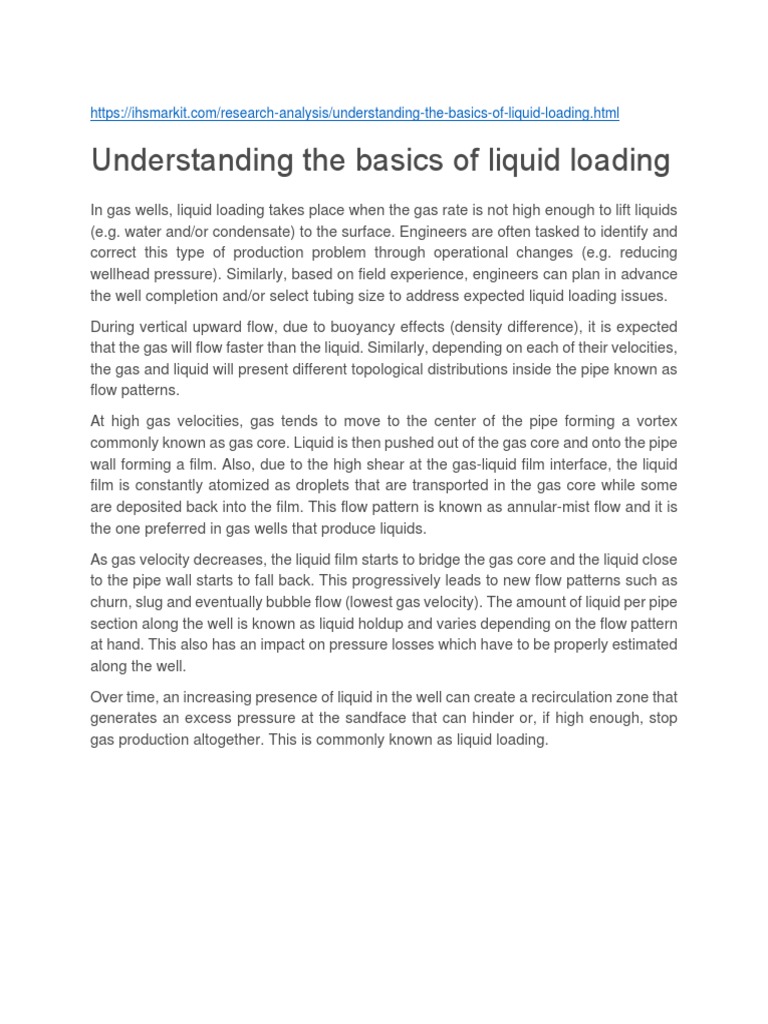 Understanding The Basics of Liquid Loading | PDF | Oil Well | Gases