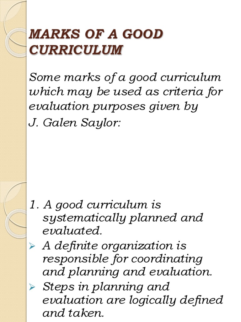 Characteristics of a Good Curriculum | PDF | Curriculum | Education Theory