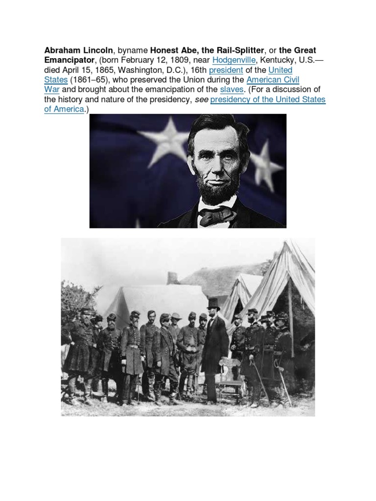 Overview of Abraham Lincoln's Legacy | PDF | Young Adult
