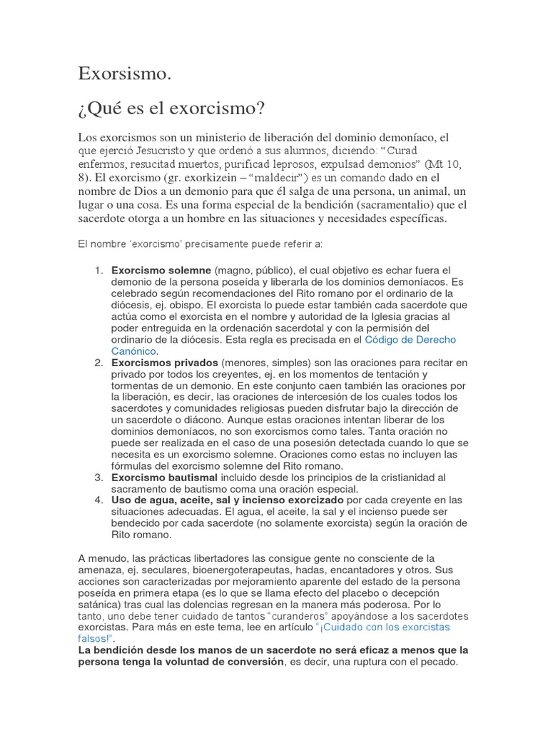 Exorcismo: Definición y Prácticas | PDF | Exorcismo | Jesús