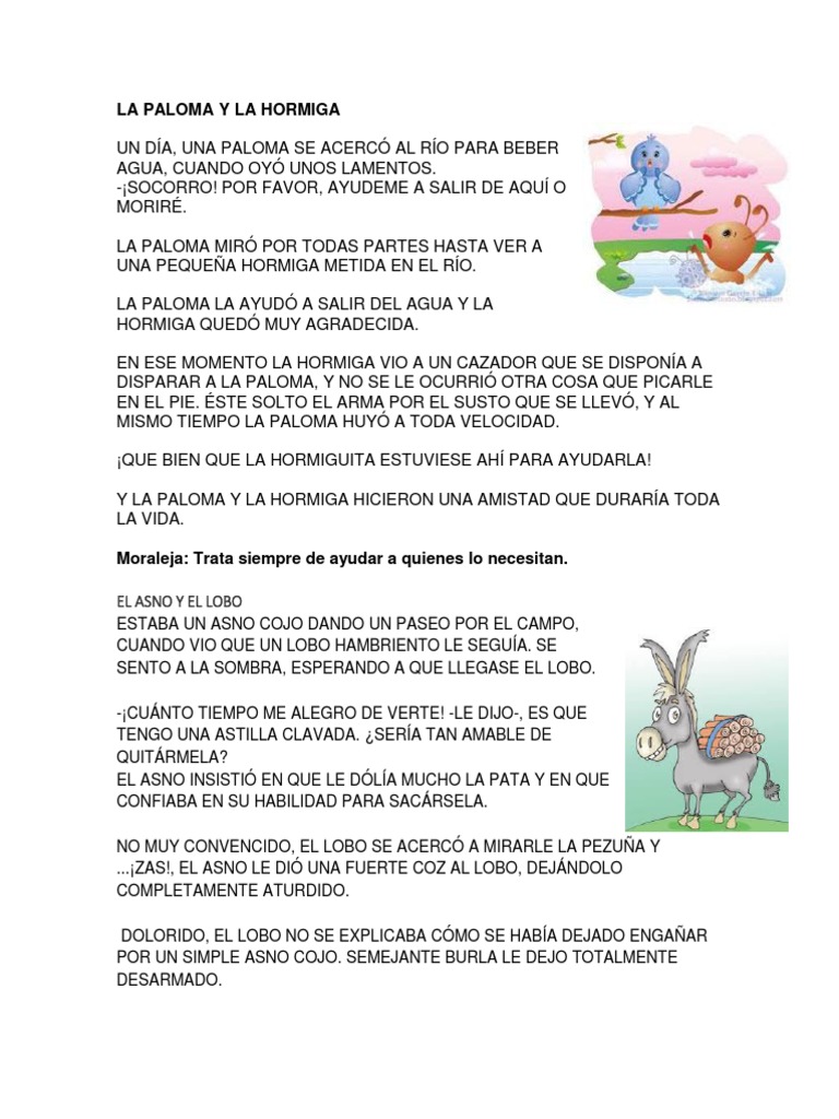 Fábulas con Moraleja para Niños | PDF | León | Caza