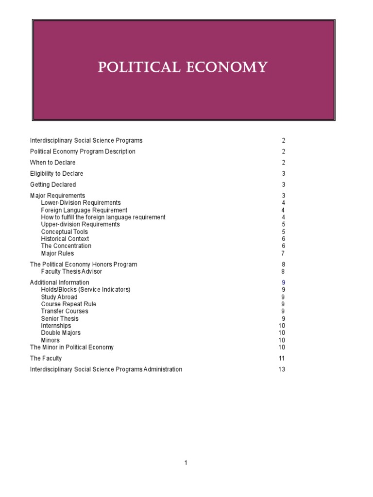 Political Economy Major Guide | PDF | Advanced Placement | Thesis