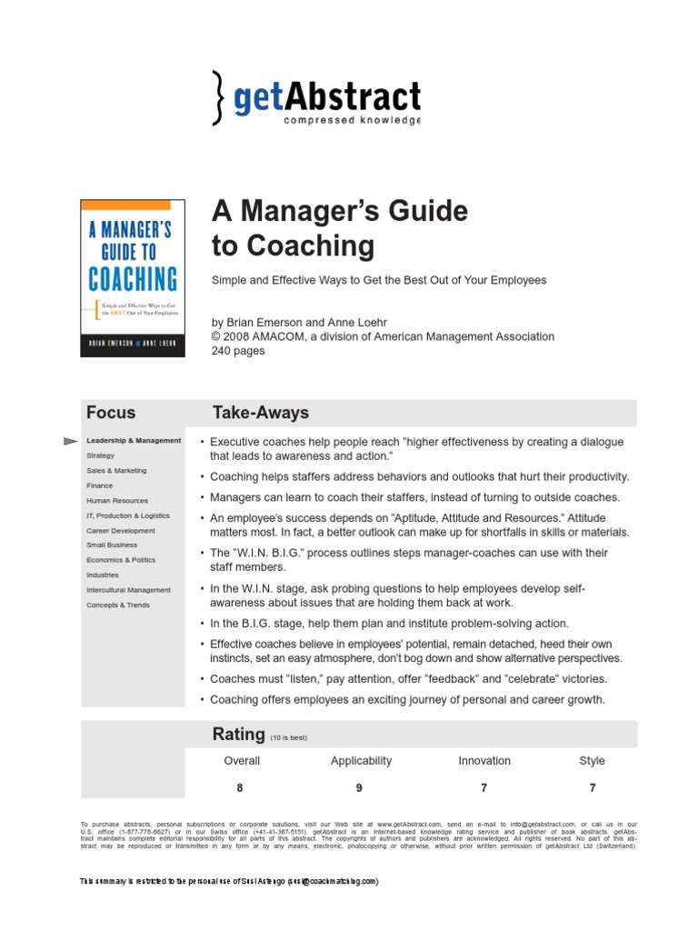 Managers Guide To Coaching Emerson | PDF | Motivation | Motivational