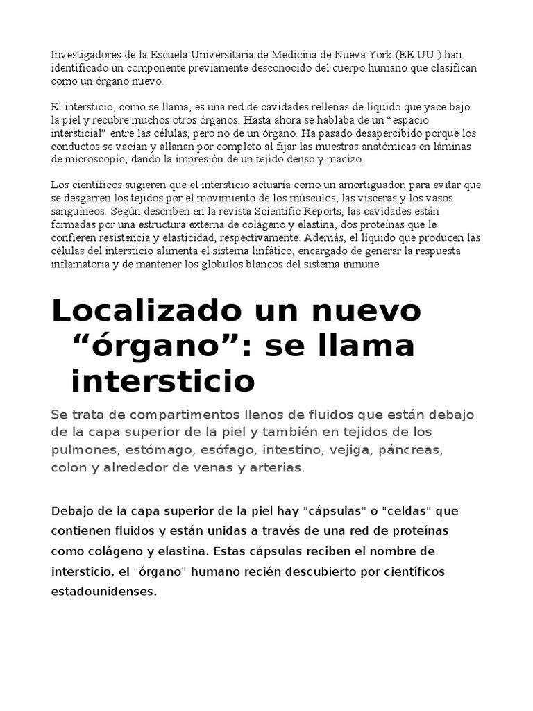 Qué Es El Intersticio | PDF | Anatomia animal | Órgano (anatomía)