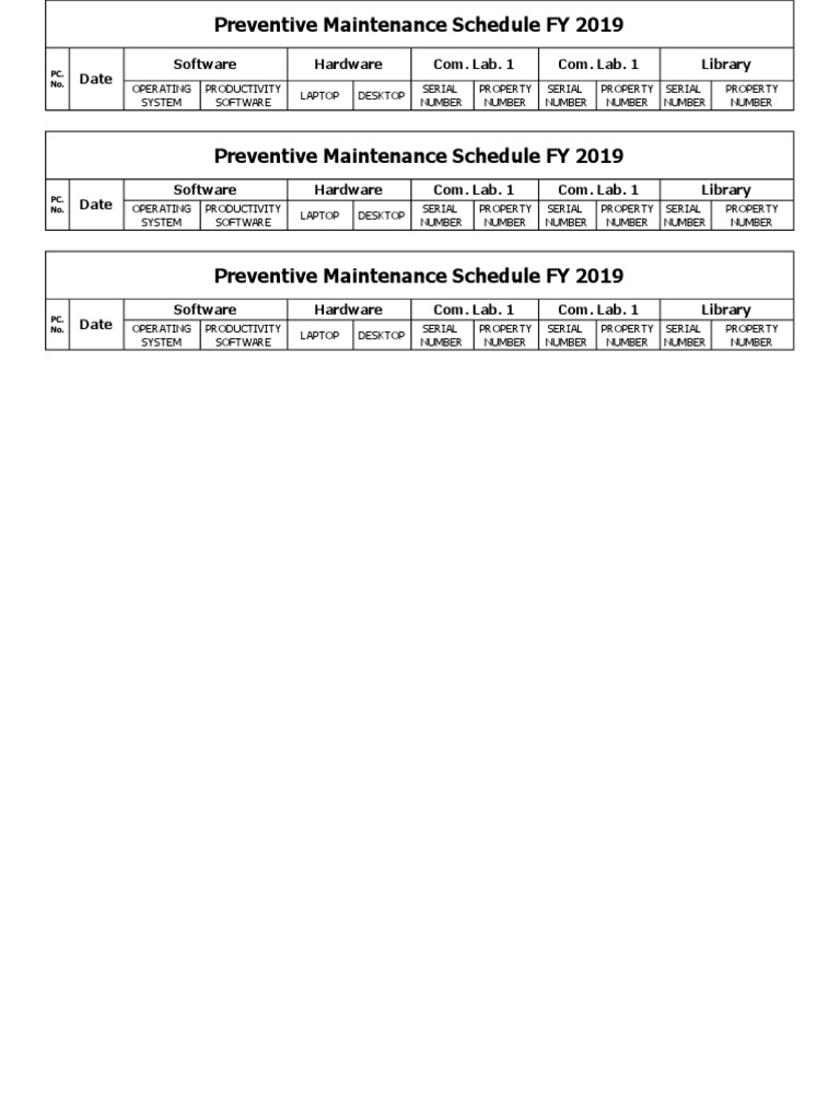 2019 Preventive Maintenance Schedule | PDF | Desktop Computer ...