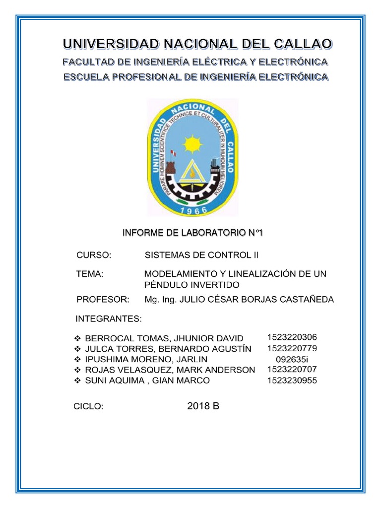 Modelado y Linealización de Péndulo Invertido | PDF | Péndulo | Sistema ...