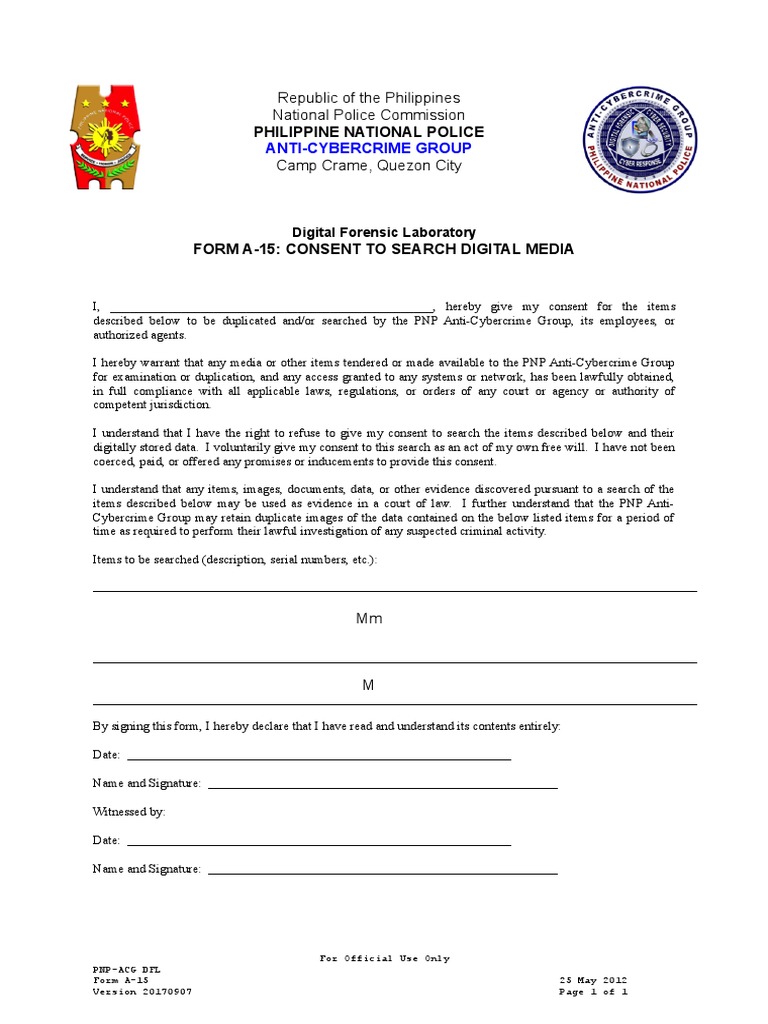 Digital forensic consent form | PDF | Digital Forensics | Government