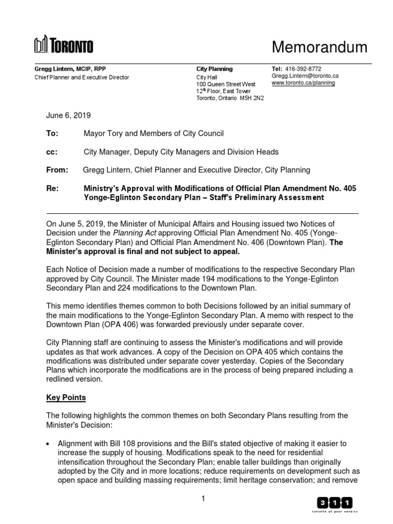 Chief Planner's Memo of Midtown Plan | PDF | Zoning | Infrastructure