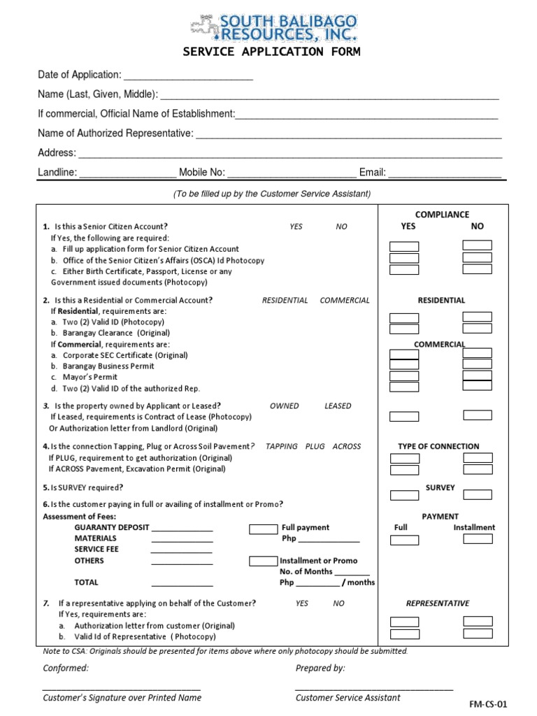 Service Application Form | Download Free PDF | Lease | License