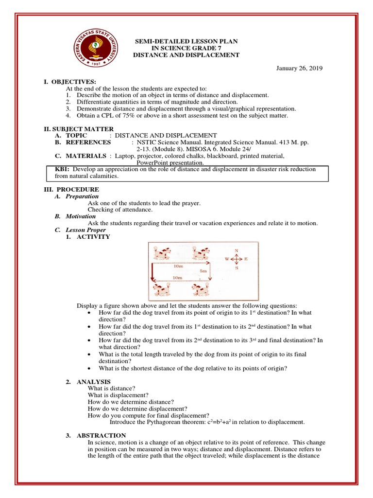 Lesson Plan Distance and Displacement | PDF | Distance | Teaching ...