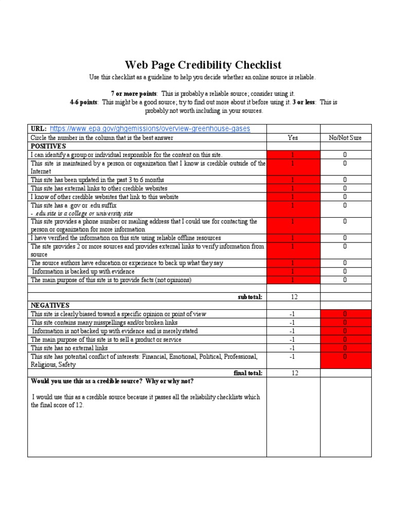 Reliable Sources Checklist Pom | PDF | Online And Offline | Internet