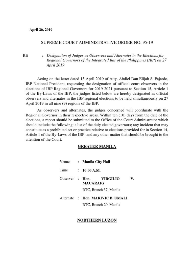Supreme Court Administrative Order No. 95-19 | Download Free PDF ...