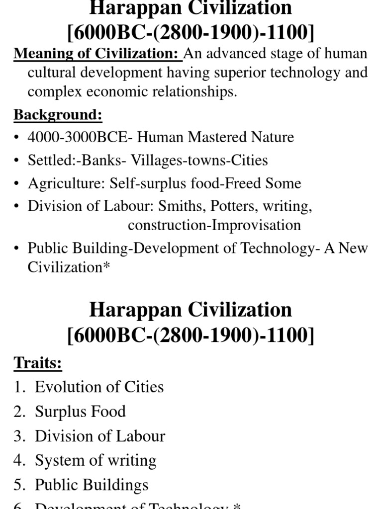 H1. Harappan Civilization | PDF