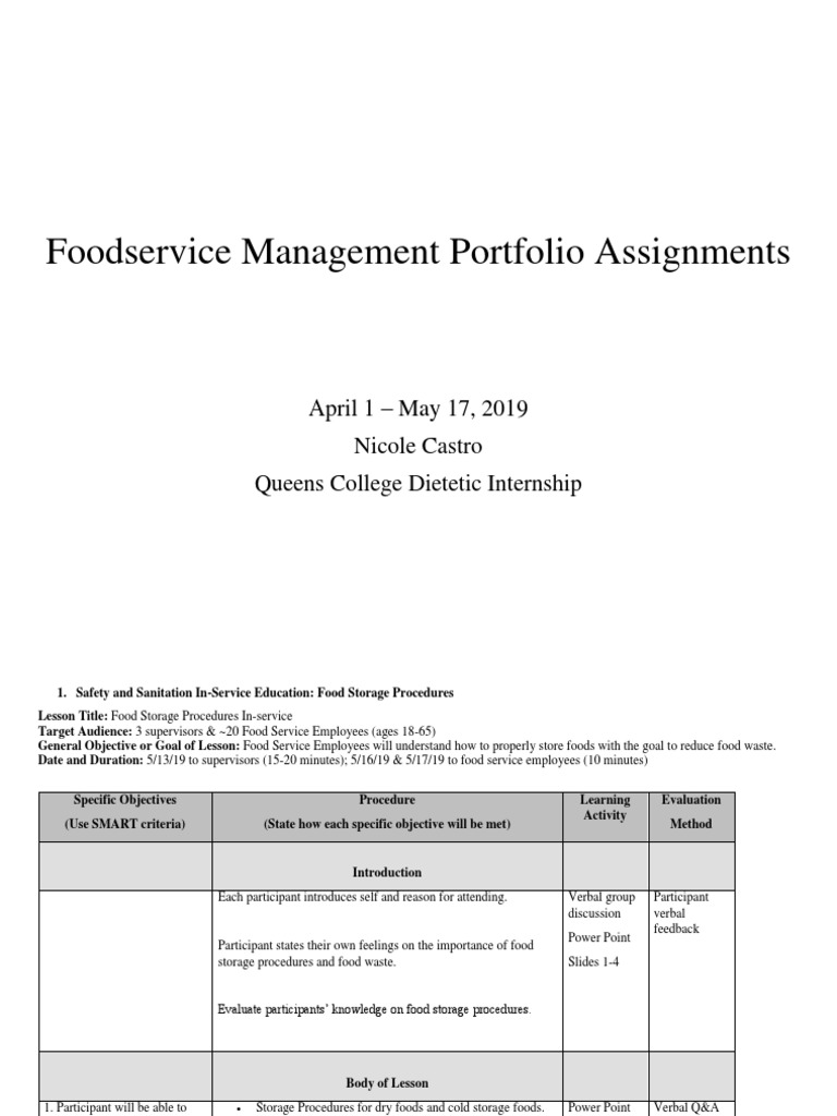 Management Portfolio Projects Eportfolio | PDF | Nutrients | Nutrition