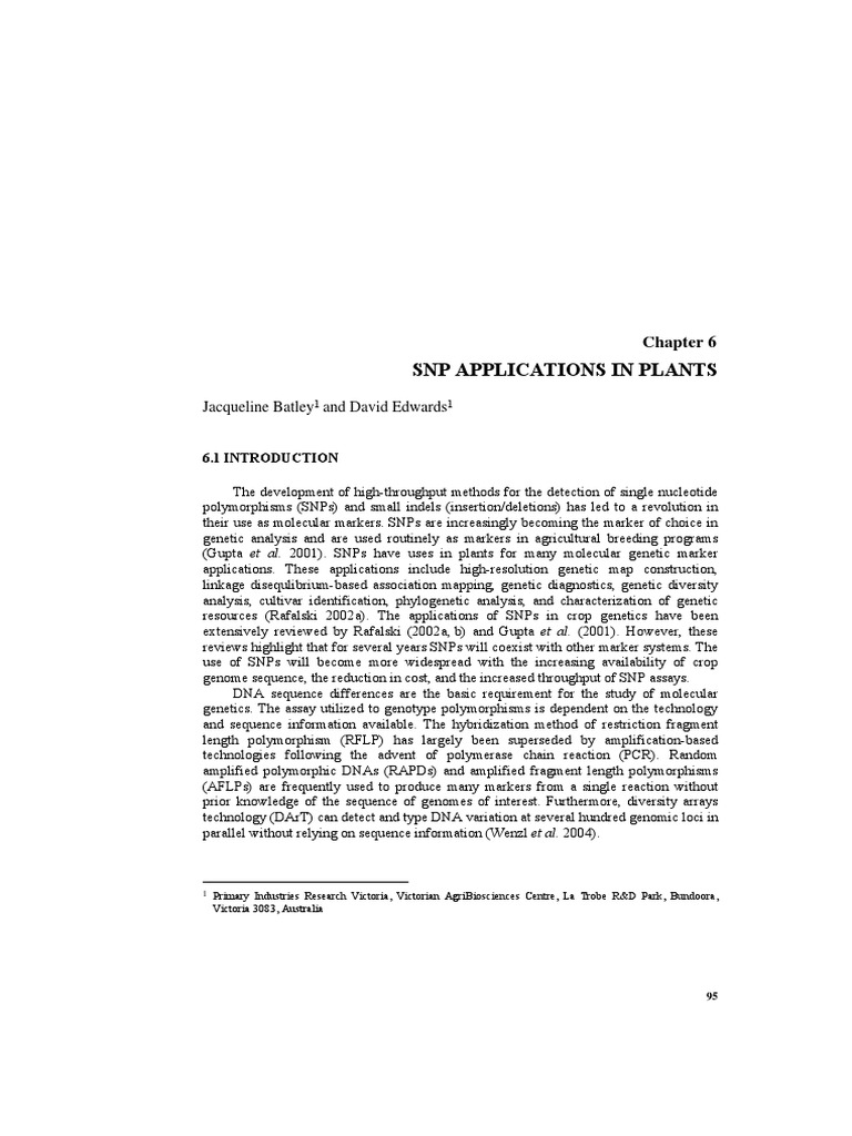 SNP Markers Revolutionizing Genetic Analysis in Plants | PDF | Single ...